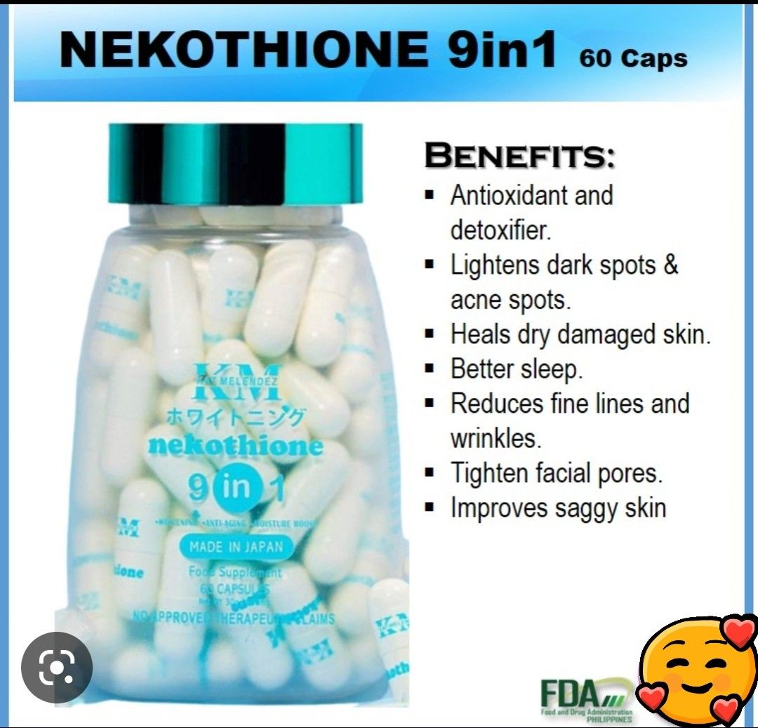 Nekothione 9in1 Glutathione 60 capsules, Health & Nutrition, Health ...
