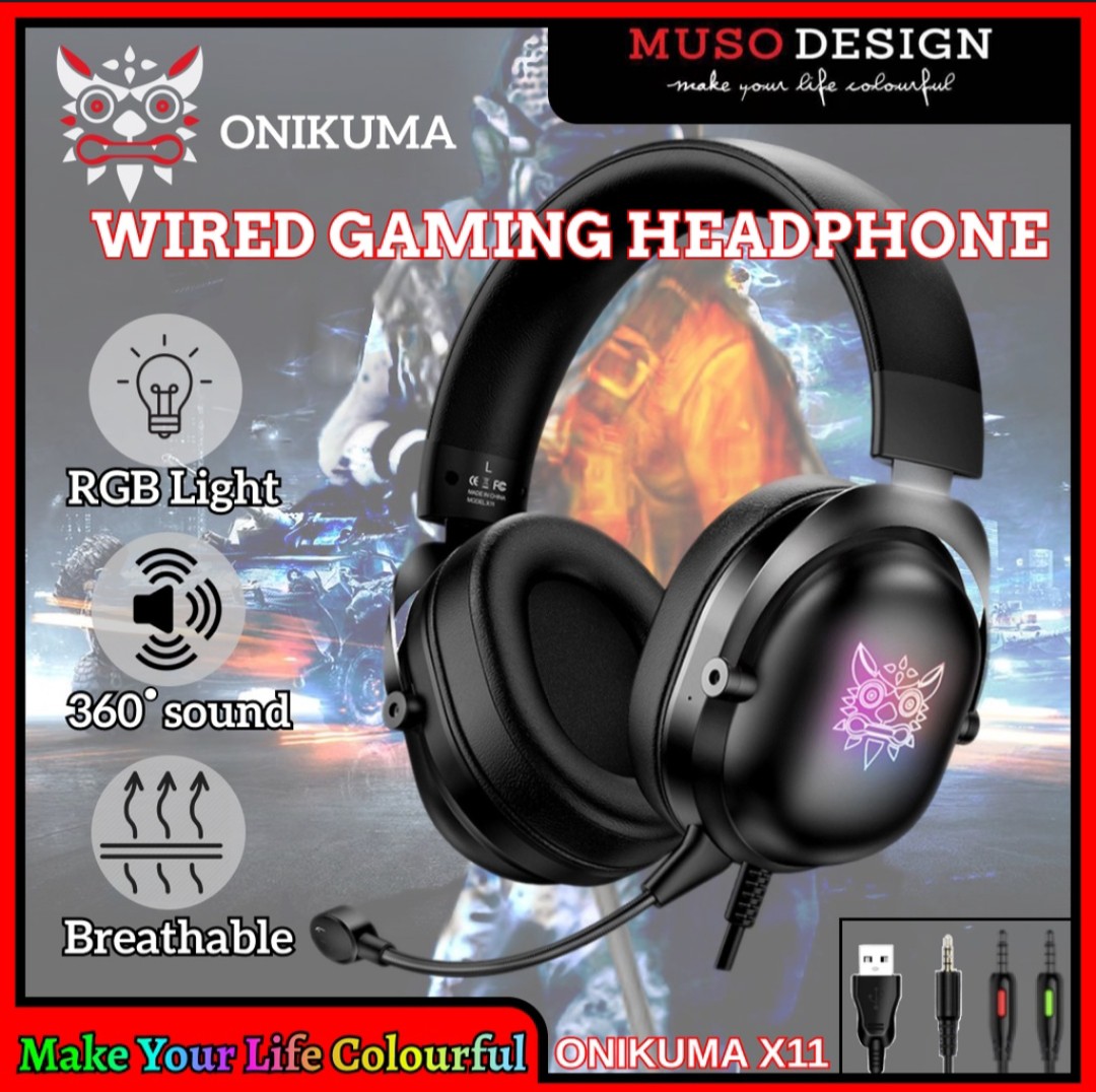 ONIKUMA PROFESSIONAL GAMING X11 HEADSETS, Audio, Headphones & Headsets ...