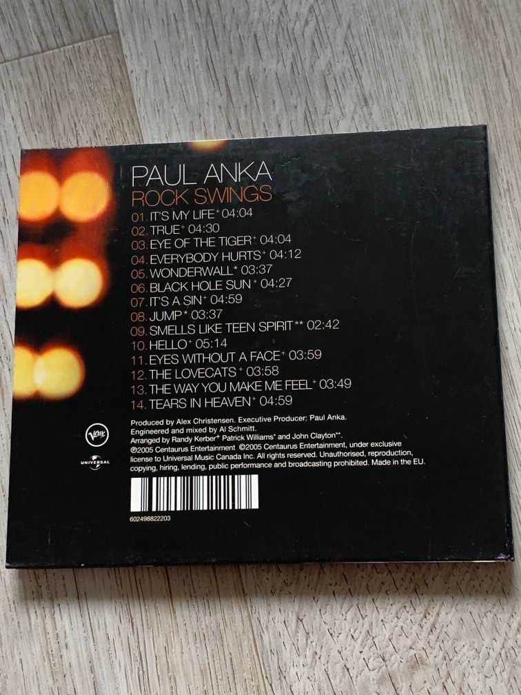 Paul Anka ~ Rock Swings (Made in Germany), Hobbies & Toys, Music & Media, CDs & DVDs on Carousell