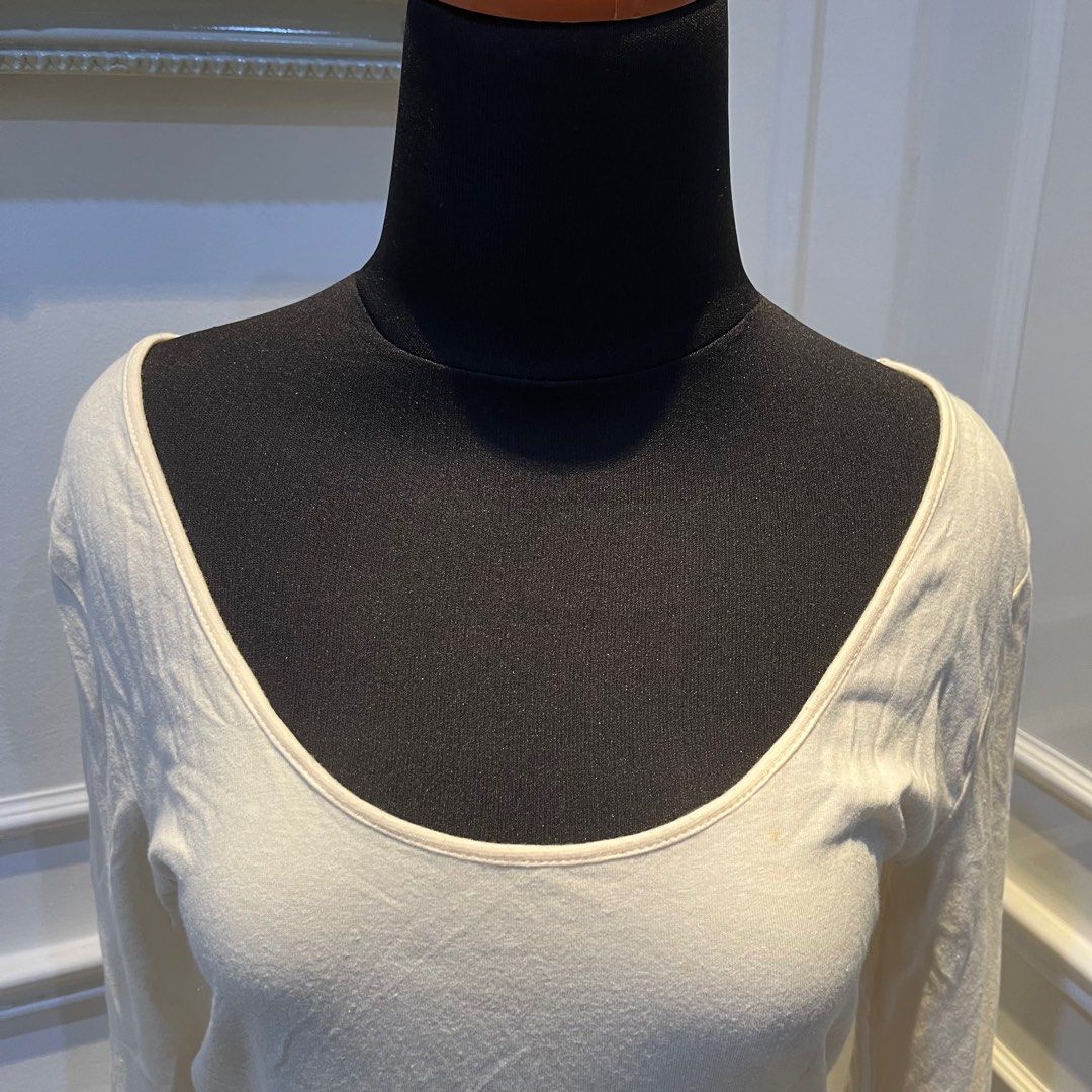 Plain White Wide Neck Top Womens Fashion Tops Longsleeves On Carousell