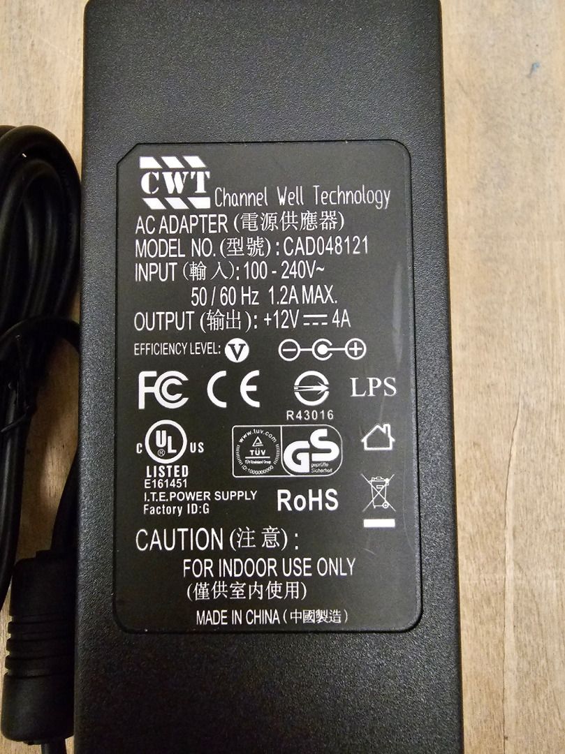Power Adapter 48W (100-240V ~ 50/60Hz) 4.0A, Computers & Tech, Parts ...