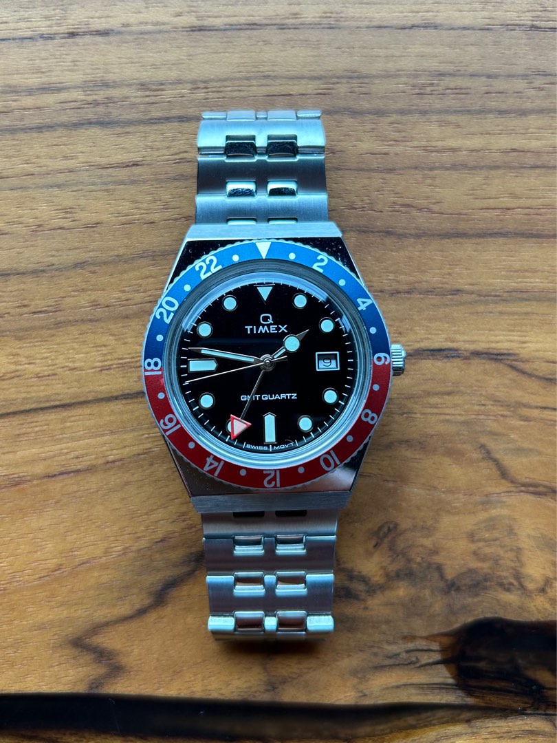 Q Timex GMT 38mm Stainless Steel Bracelet Watch, Luxury, Watches on ...