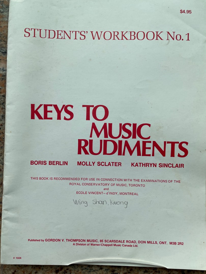 RCM Key to Music Rudiments Student Workbook 1, 興趣及遊戲, 書本 & 文具, 教科書 ...