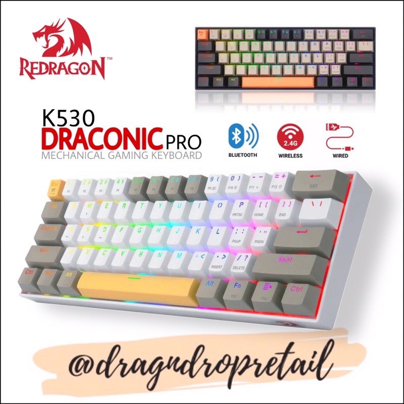 Redragon DRACONIC PRO K530 Wireless 2.4G/Wired/Bluetooth RGB Mechanical ...