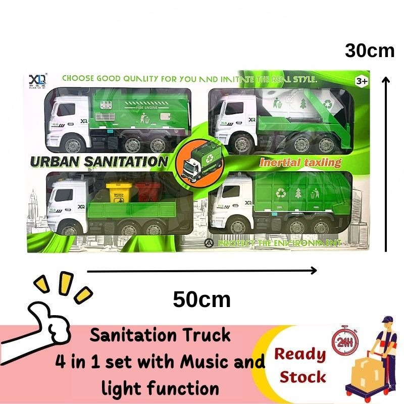 Rubbish Truck For Kids with Music and Light Mainan Lorry Sampah 4 IN 1 ...