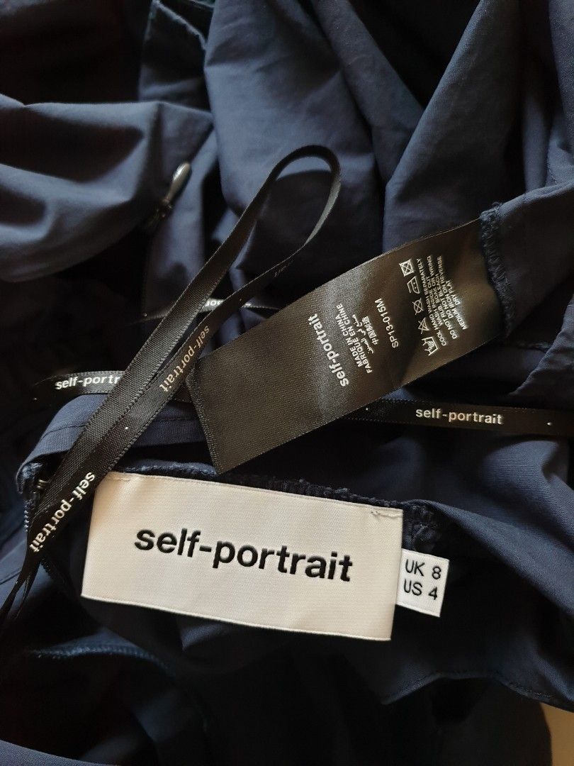 Self Portrait Navy Dress Open Back, Luxury, Apparel on Carousell