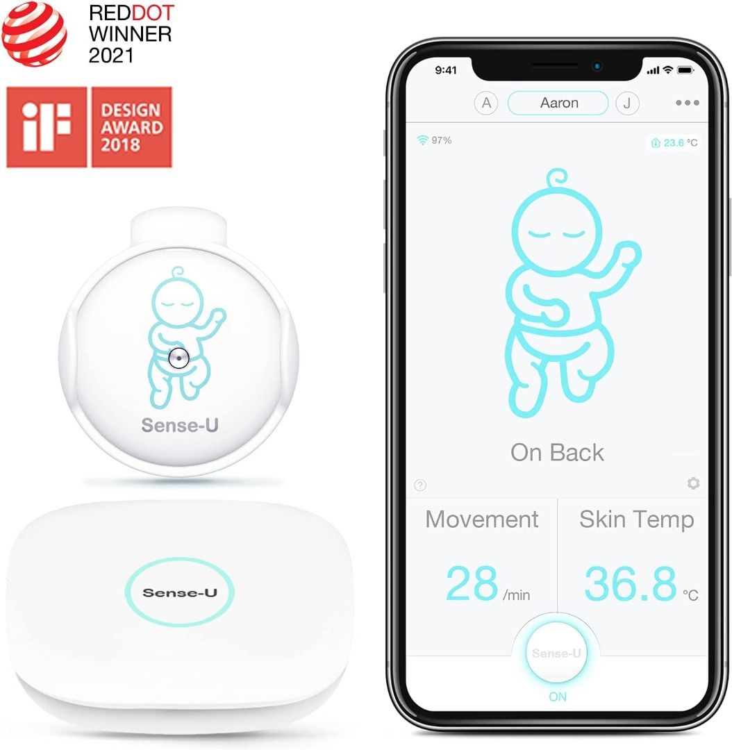 Sense-U Smart Baby Monitor with Movement Temperature Stomach Sleeping Alert Sensors: Tracks Your ...