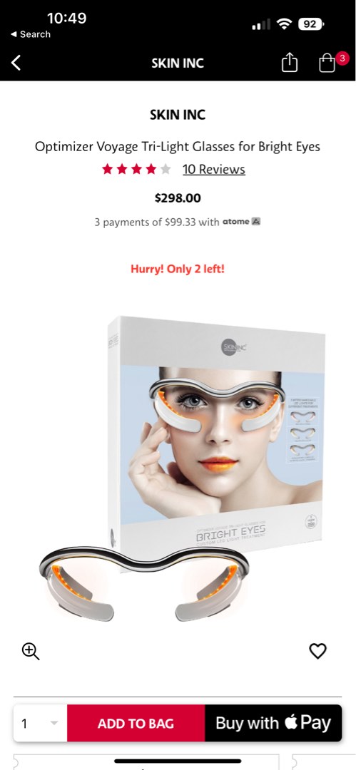 Skin Inc Optimizer Voyage Tri-Light Glasses from Bright Eyes, Beauty ...