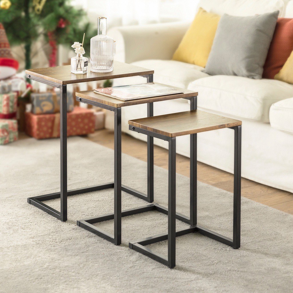 Space saving Aesthetic Nordic nesting set of 3 tables, Furniture & Home ...