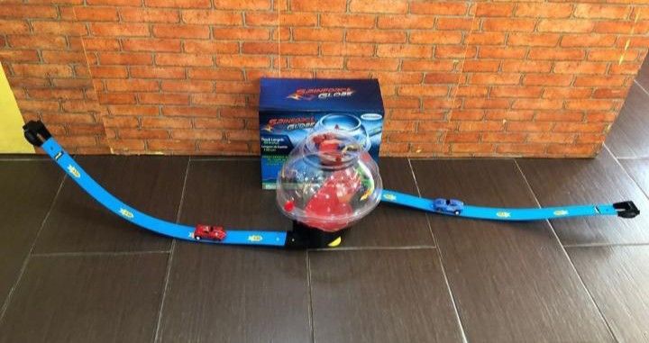 Spinforce Globe Hardtoy Car Track Length 150cm With 2 Pullback Cars & Box Jupiter Creations ...