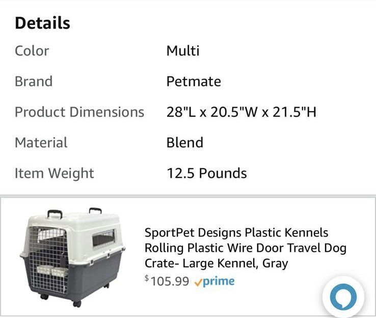 SportPet Designs Plastic Kennels Rolling Plastic Wire Door Travel Dog ...