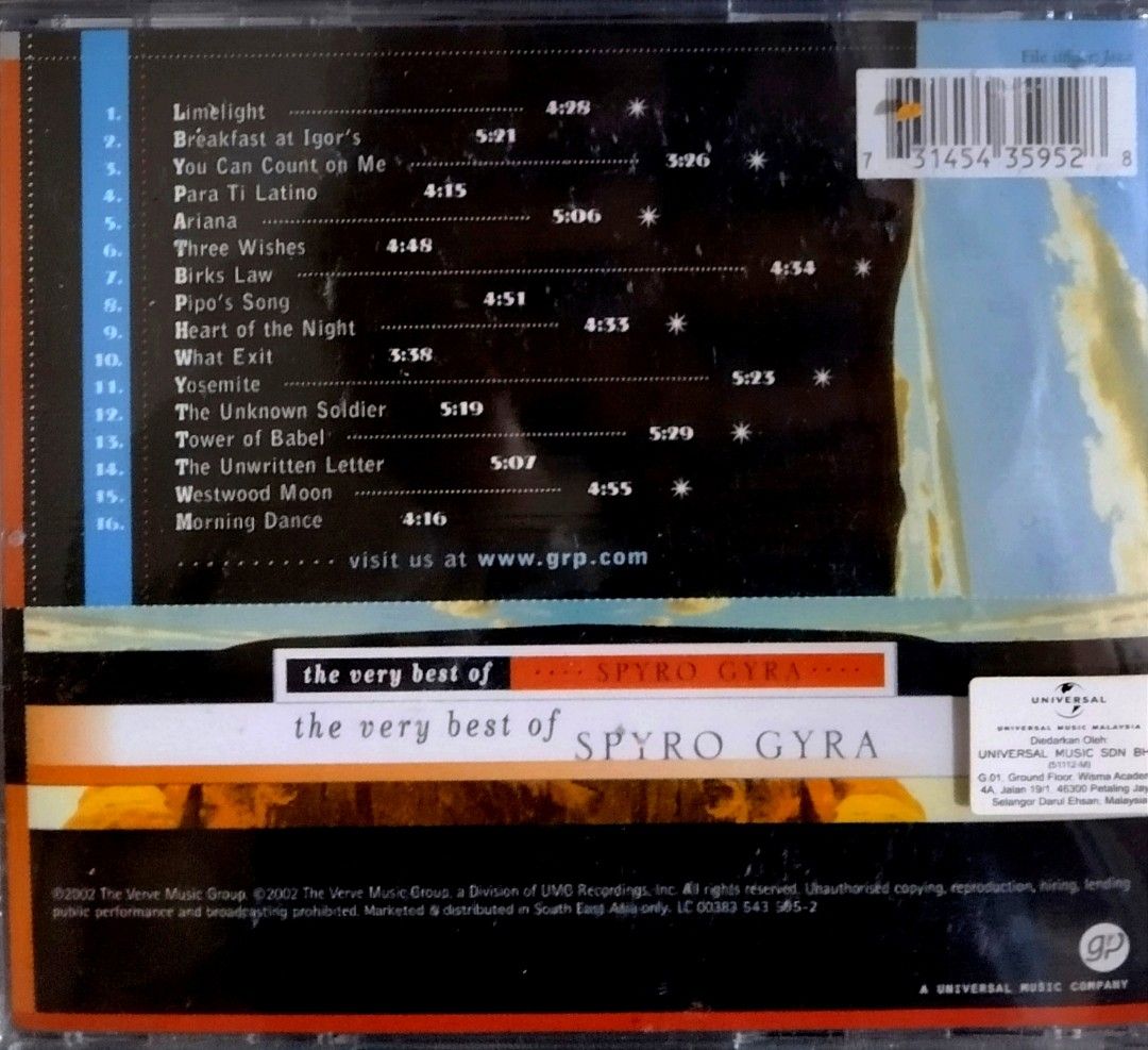 arthcd SPYRO GYRA - The Very Best Of GOLD DISC Audiophile CD (The ...