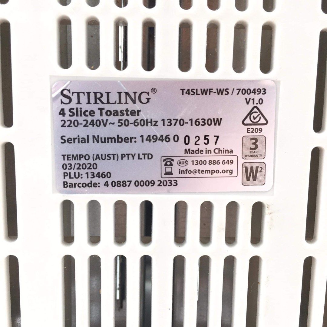 STIRLING 4-Slice Toaster Designer Edition (T4SLWF-WS), TV & Home ...