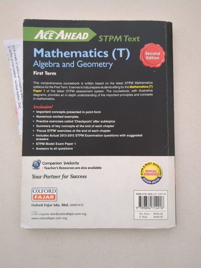 STPM math t sem1, Hobbies & Toys, Books & Magazines, Textbooks on Carousell