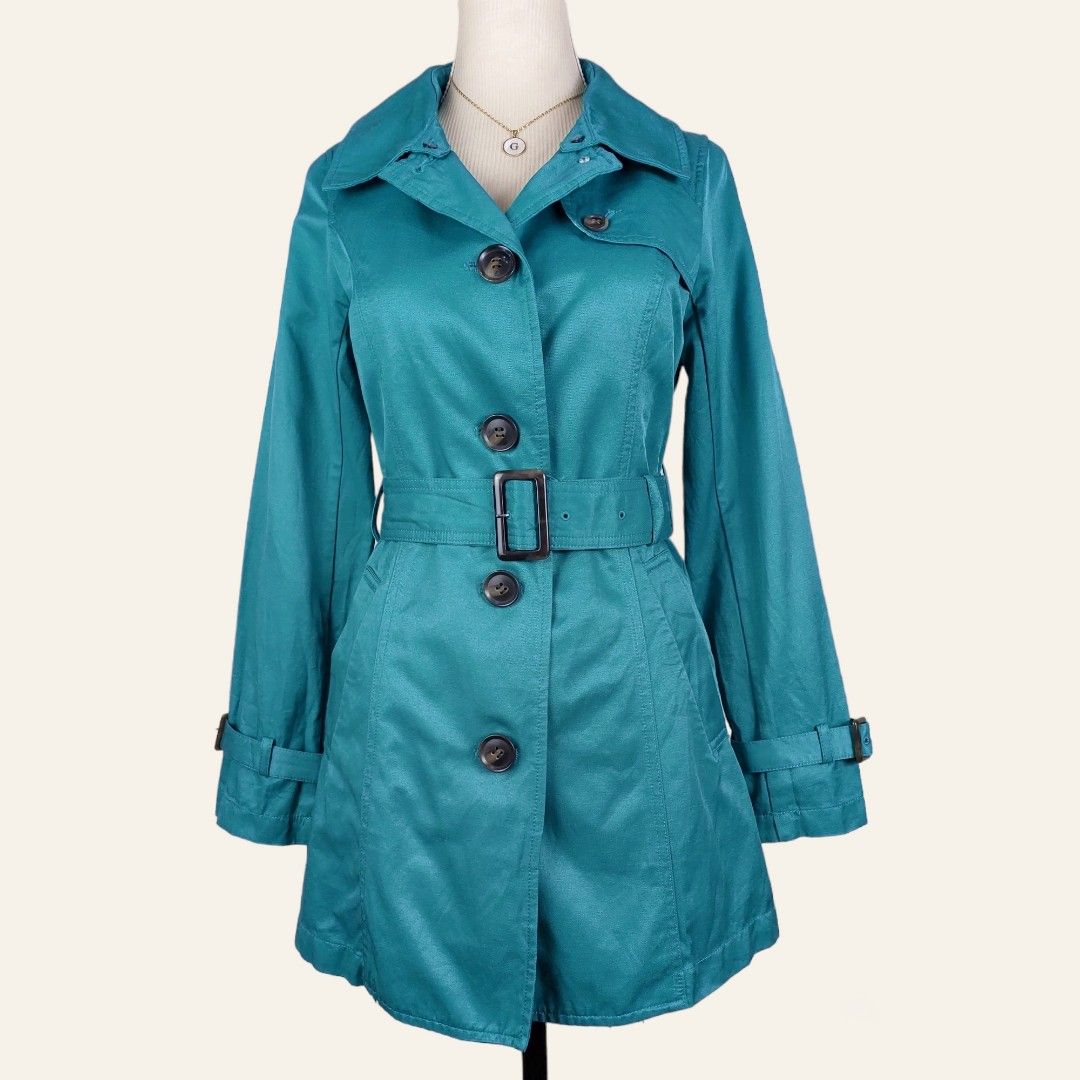 Teal Blue Coat, Women's Fashion, Coats, Jackets and Outerwear on Carousell