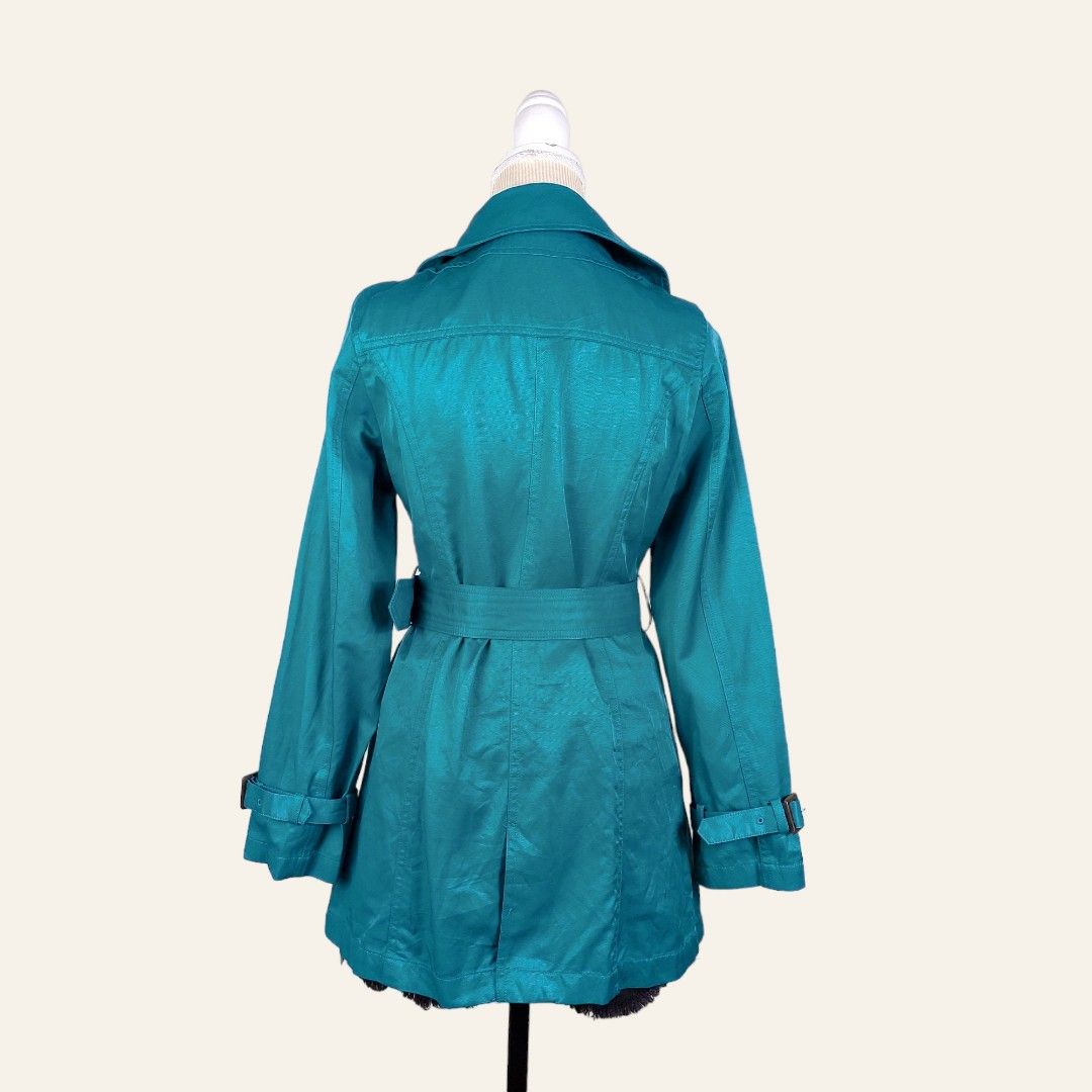 Teal Blue Coat, Women's Fashion, Coats, Jackets and Outerwear on Carousell