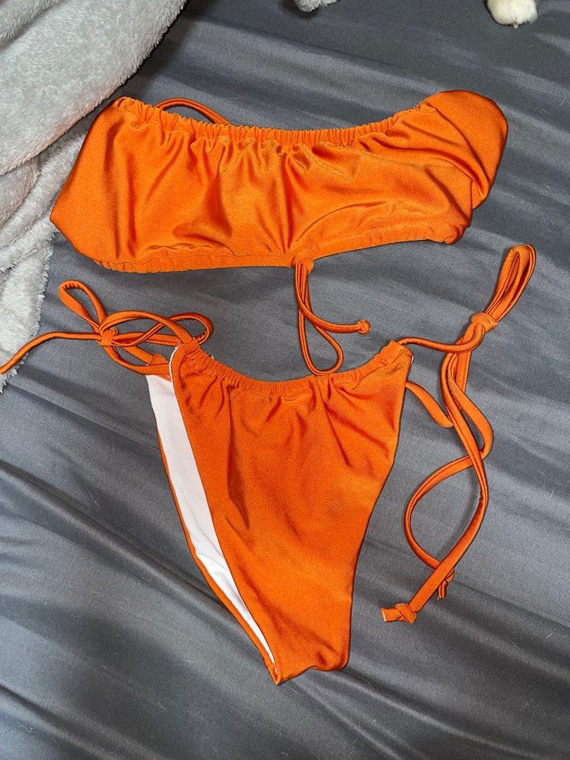 two piece bikini orange, Women's Fashion, Swimwear, Bikinis & Swimsuits ...
