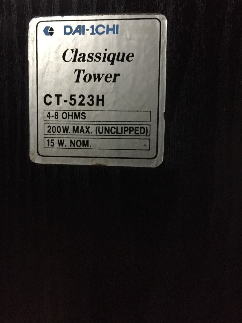 Vintage Dai-1chi Classique Tower Speaker Model CT - 523H Sounds Great ...