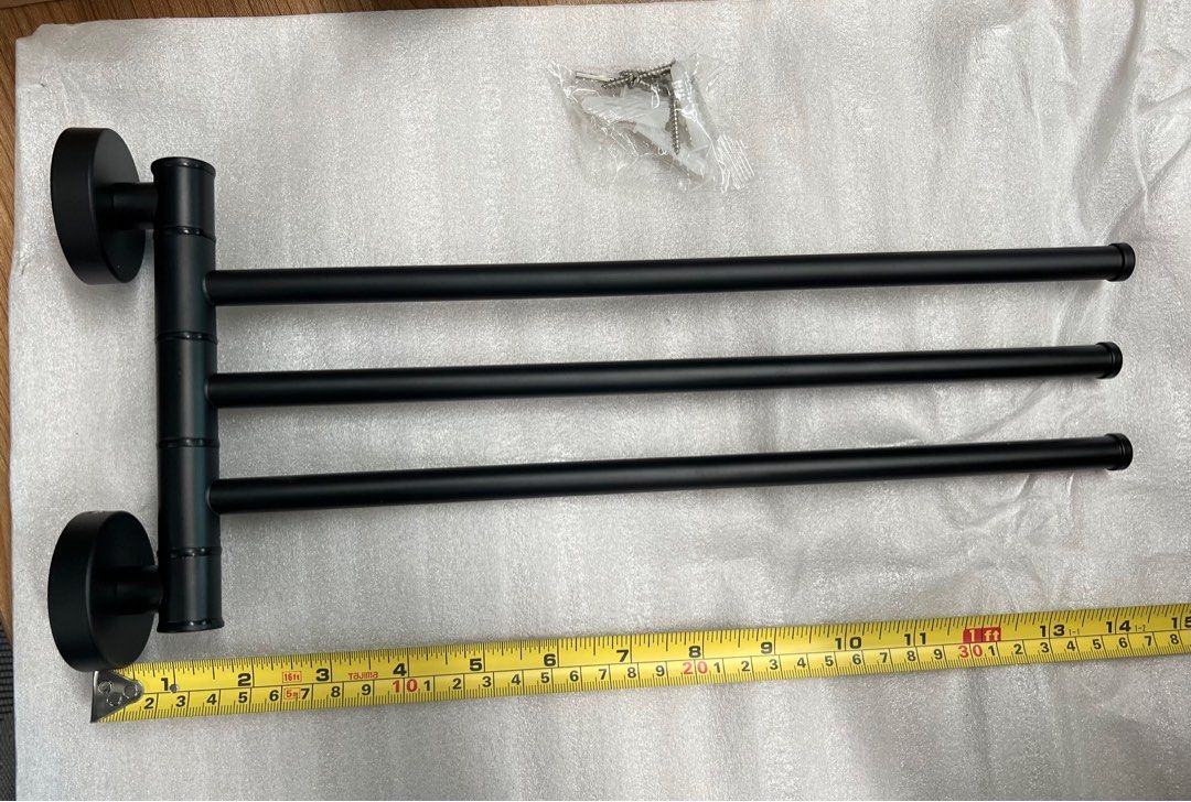 Wall Mounted Matt Black Towel Swivel Rail 3-RODS, Furniture & Home ...