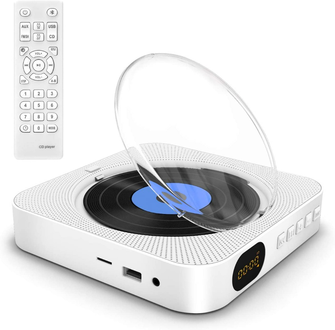 1808) PORTABLE CD PLAYER WITH BLUETOOTH,REMOTE CONTROL WALL MOUNTABLE ...