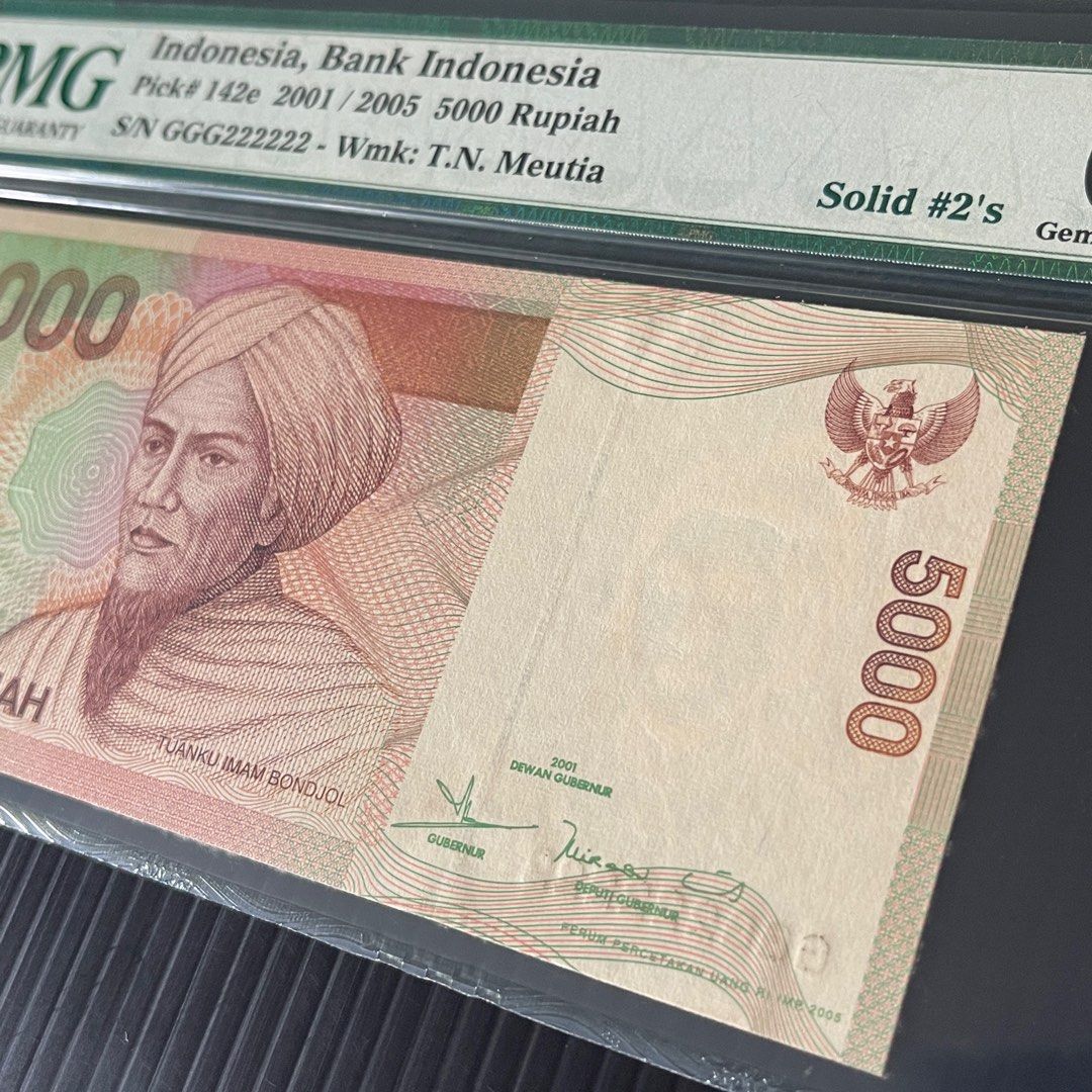 2001/2005 INDONESIA 5,000 5000 RUPIAH GGG 222222 P-142e PMG 66 EPQ ...