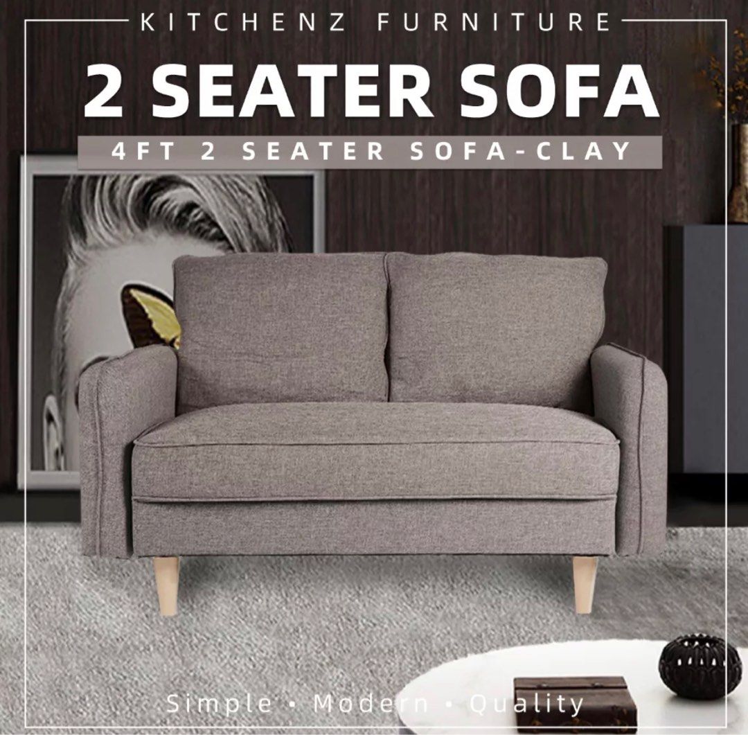 [LAST OFFER!!] N/P:RM520 - 2 Seater Clay Sofa Set Linen Fabric Sofa PVC ...