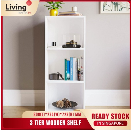 3 Tier Wooden Book Shelf / Bookcase / small bookshelf (SELF ASSEMBLY ...