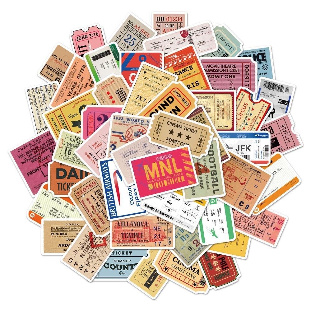 50pcs VINTAGE AIR TICKET Vinyl Decal graffiti STICKERS bomb for laptop ...