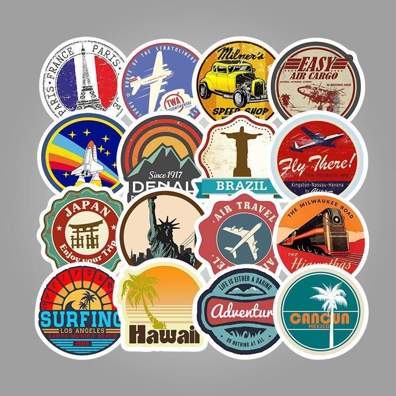 50PCS VINTAGE TRAVEL LOGO Vinyl Decal graffiti STICKERS bomb for laptop ...