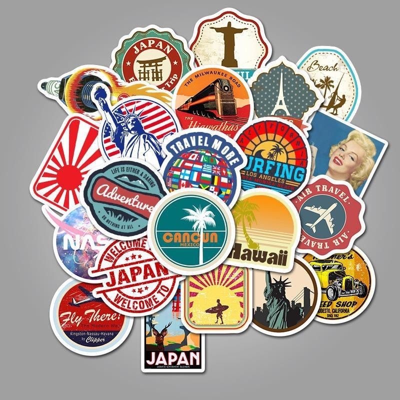 50PCS VINTAGE TRAVEL LOGO Vinyl Decal graffiti STICKERS bomb for laptop ...