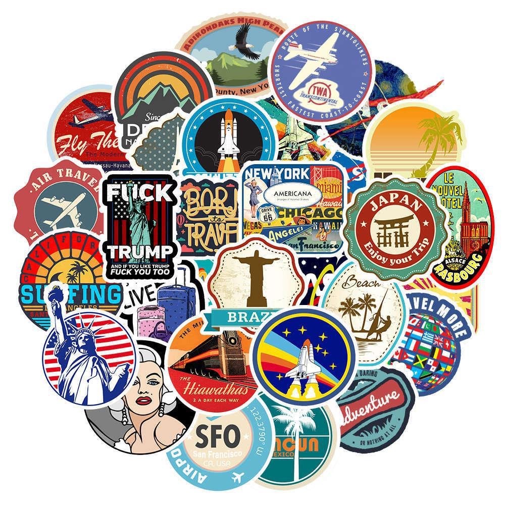 50PCS VINTAGE TRAVEL LOGO Vinyl Decal graffiti STICKERS bomb for laptop ...