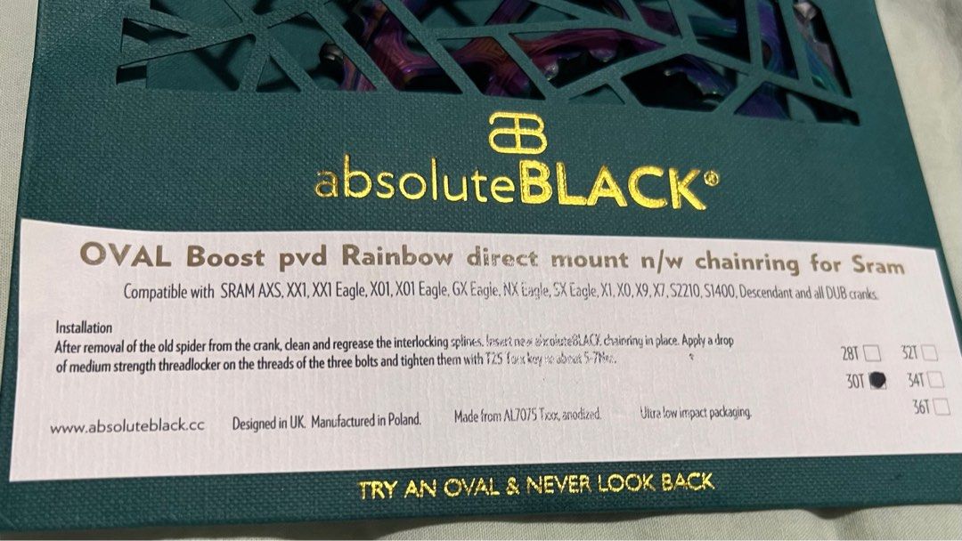 Absolute BLACK Oil slick chainring (SRAM), Sports Equipment, Bicycles ...