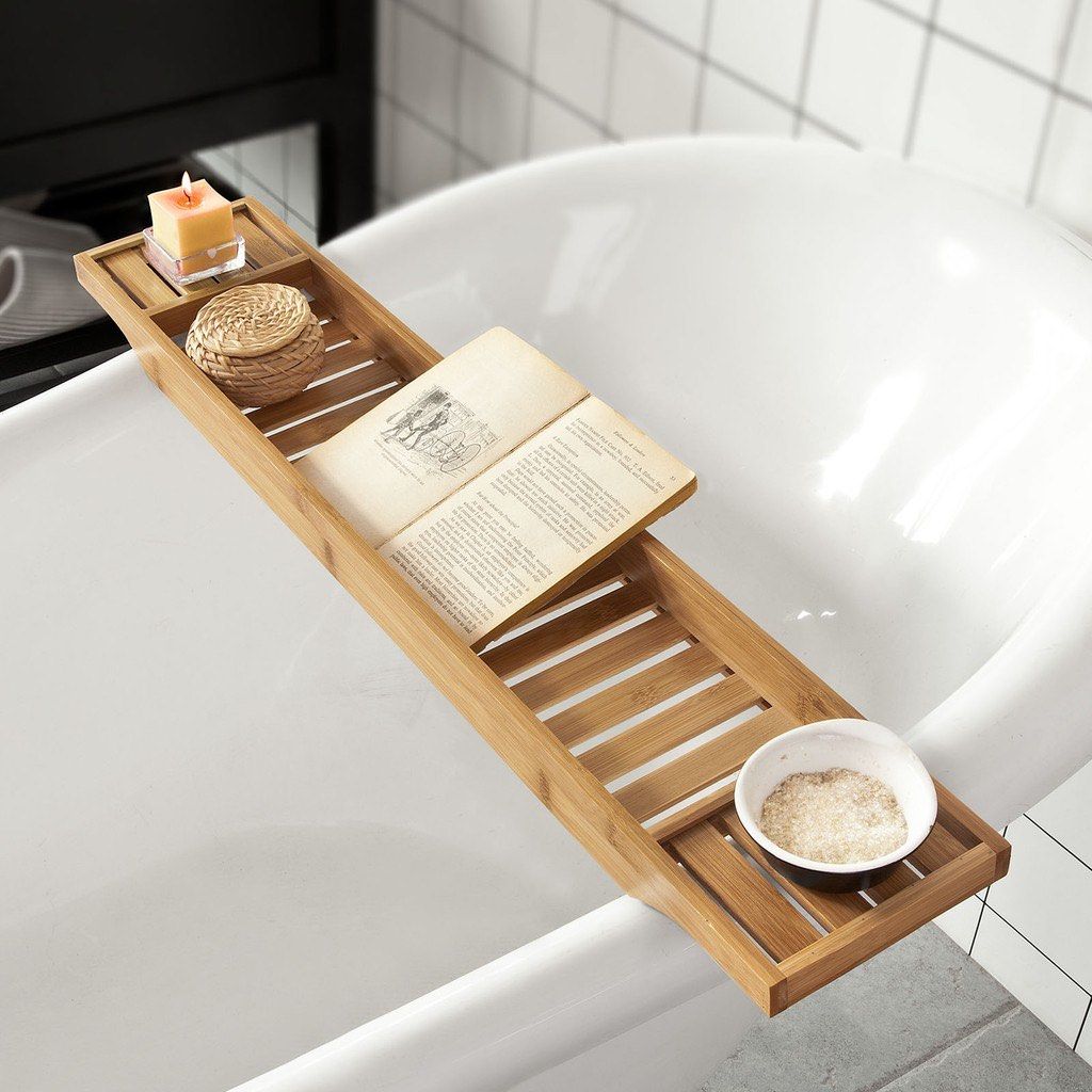 Aesthetic bathtub caddy rack tray, Furniture & Home Living, Furniture ...