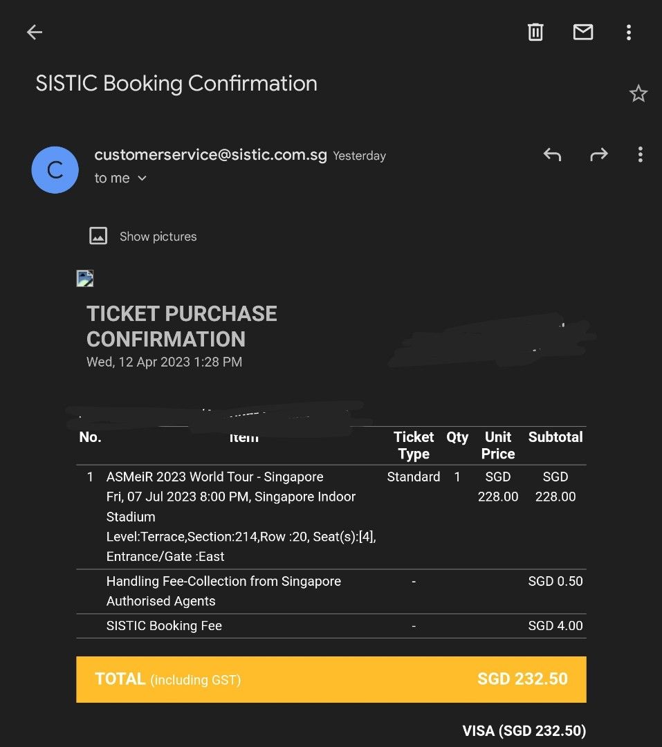 Ah Mei (ASMEIR) concert 7 July 2023 (Cat 3), Tickets & Vouchers, Event ...