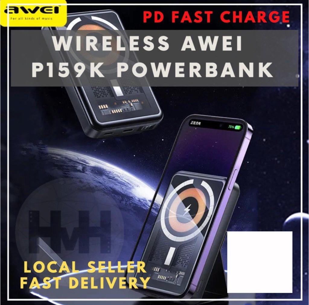 Awei Wireless P159K Light Magnetic Power Bank (10000mAh Type-C PD Fast ...