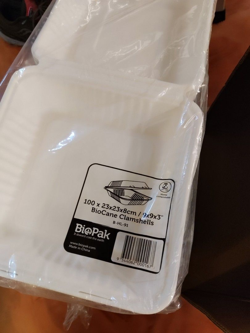 Biocane Clamshell containers White, Food & Drinks, Packaged & Instant ...