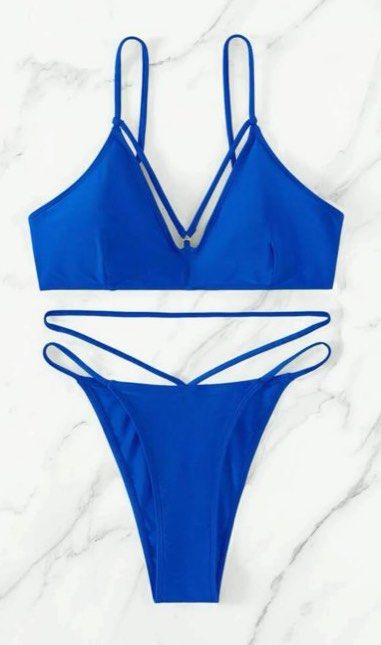 BNWT Shein Royal Blue String Bikini Size S, Women's Fashion, Swimwear ...