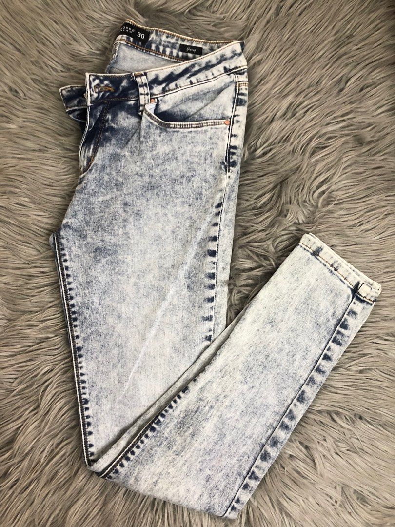 Penshoppe Acid washed skinny manong pants jeans, Women's Fashion ...