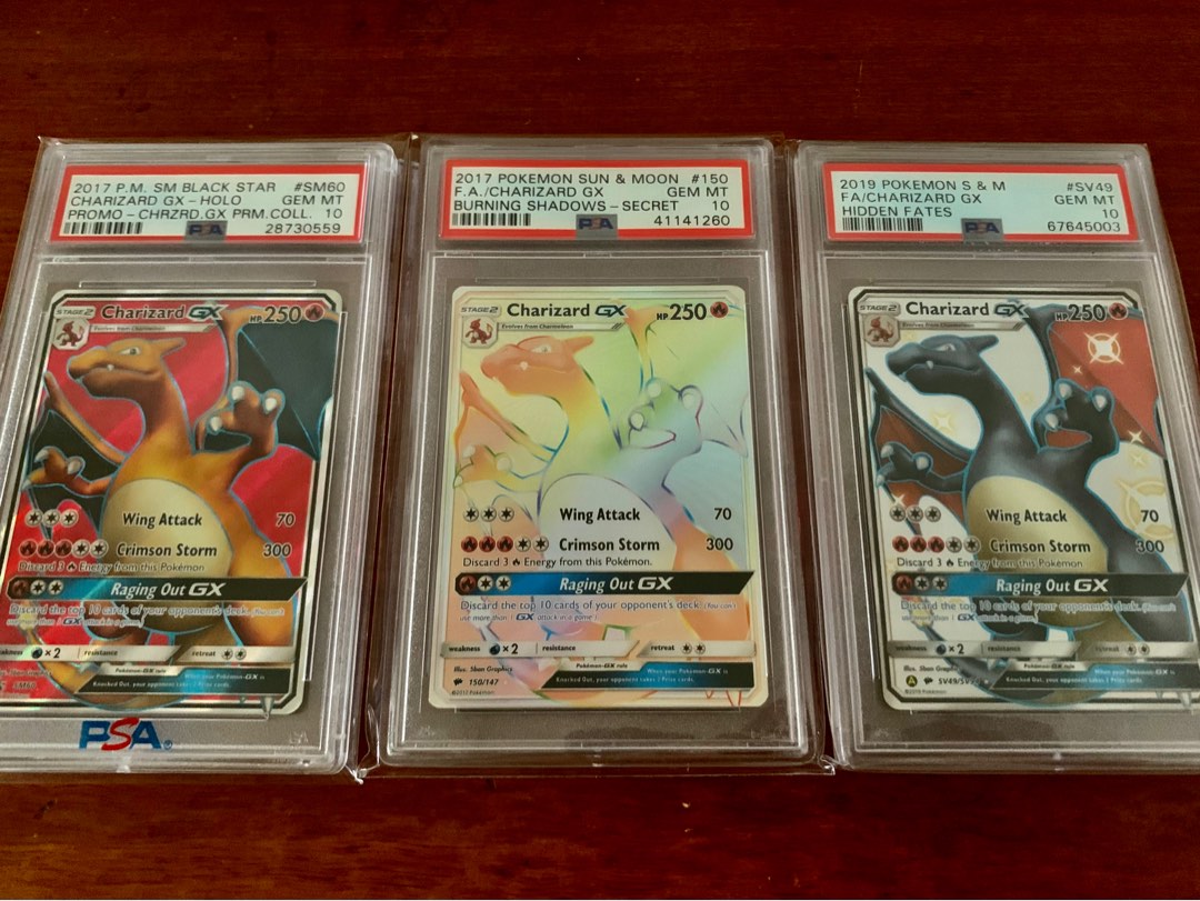 Burning Shadows / SM Black Star Charizard / Hidden Fates GX PSA 10 ...