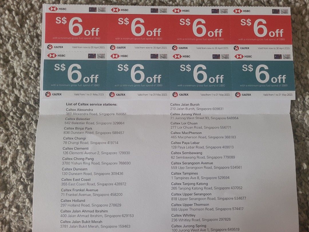 Caltex HSBC Petrol Voucher Apr May 2023, Tickets & Vouchers, Vouchers ...