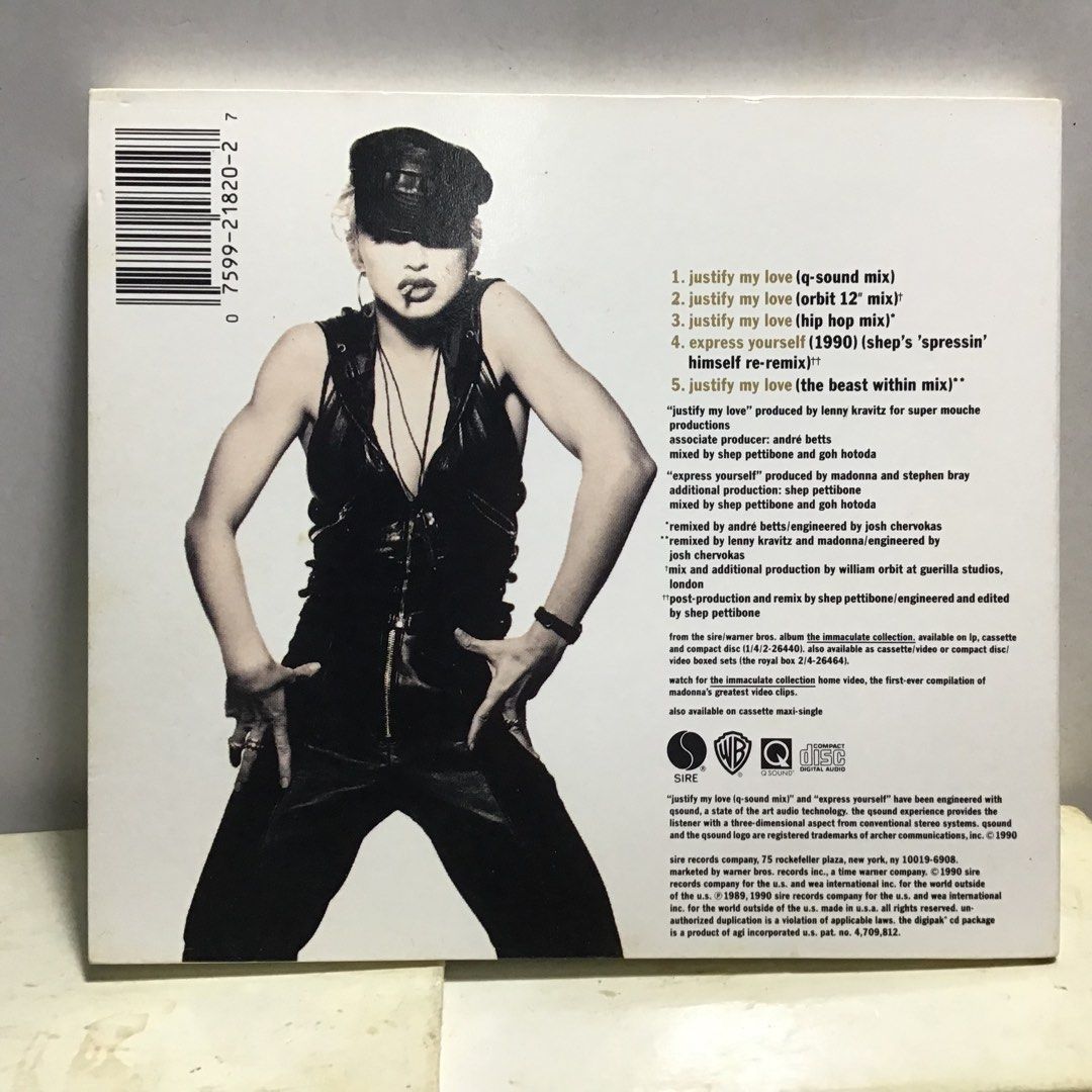 CD SINGLE Madonna - Justify My Love OOP ORIGINAL PRESS Anubis 90s Pop, Hobbies & Toys, Music ...