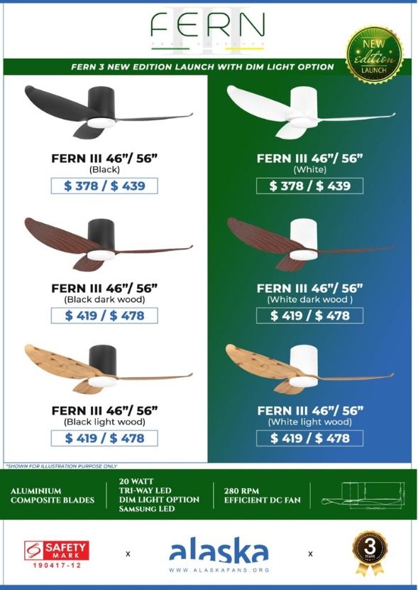 Ceiling fan ALASKA FERN III + REMOTE CONTROL, Furniture & Home Living ...