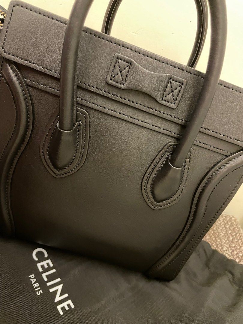 Celine nano luggage black, 名牌, 手袋及銀包 - Carousell