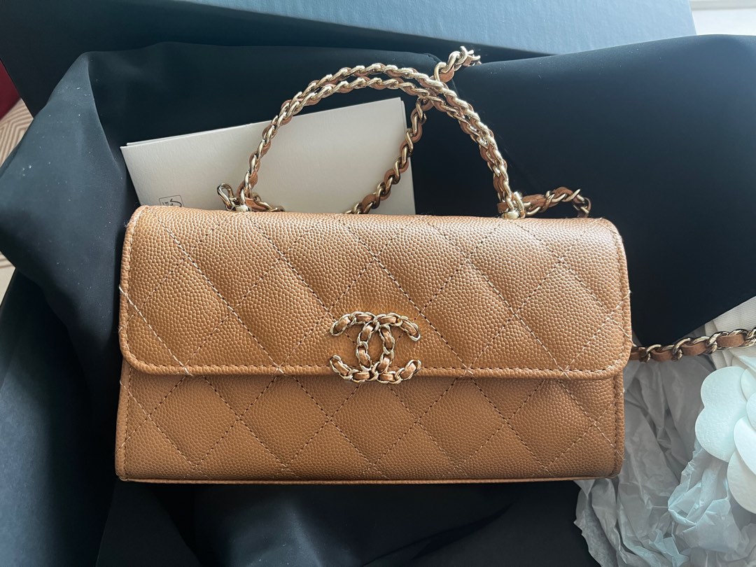 原單！Chanel 23b 23a 23p 23s dark beige 奶茶焦糖caviar kelly bag handle 黑色手柄荔枝 ...