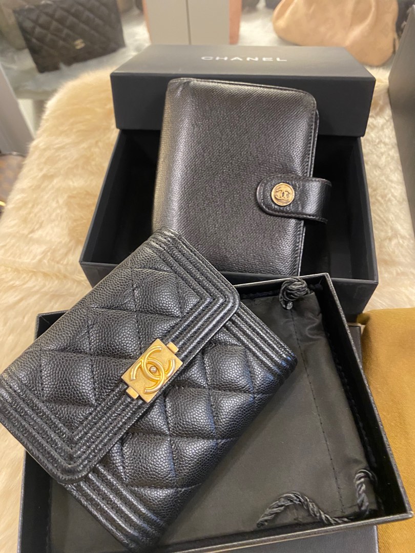 Chanel le boy compact wallet, Luxury, Bags & Wallets on Carousell
