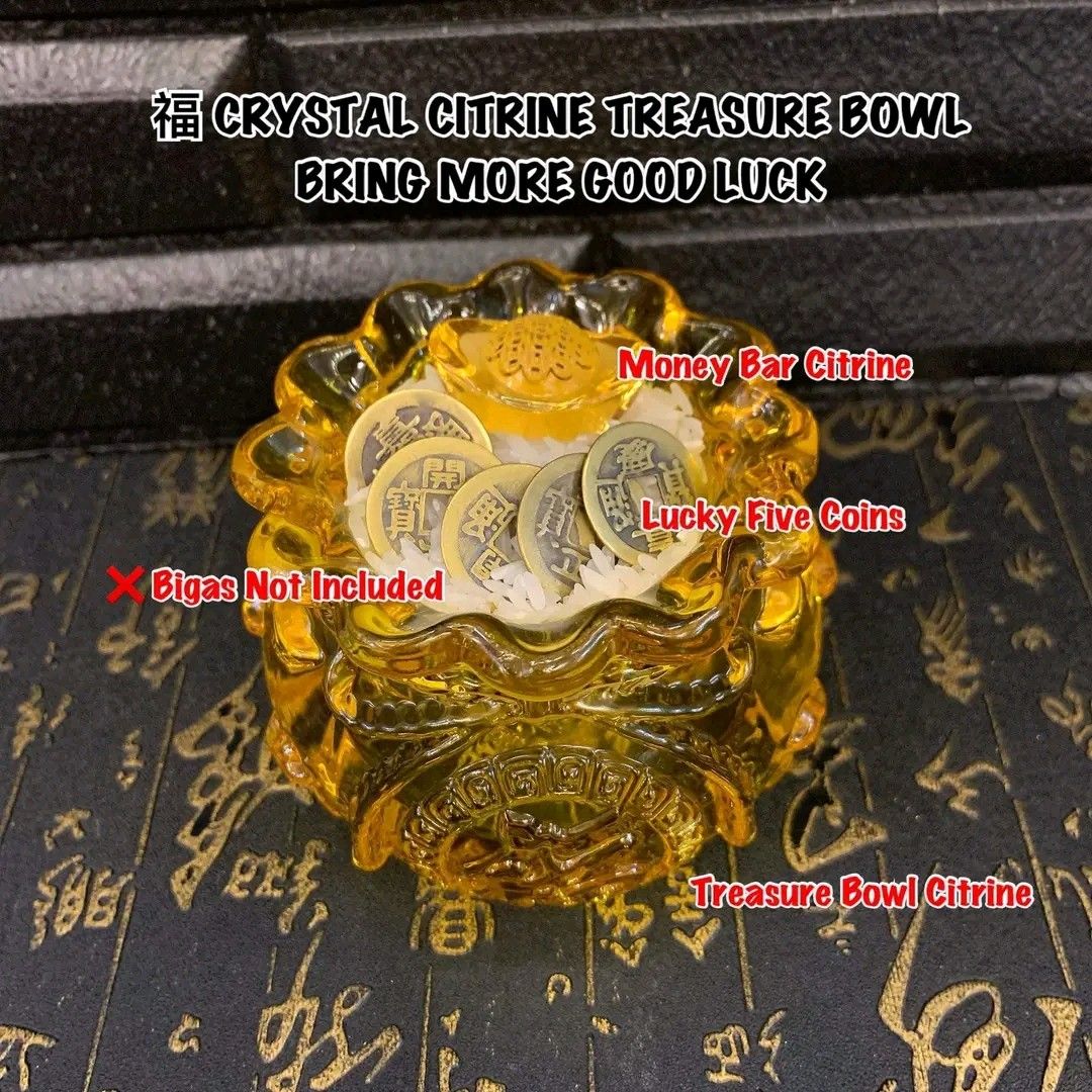 Crystal Citrine treasure bowl bring more good luck decor on Carousell