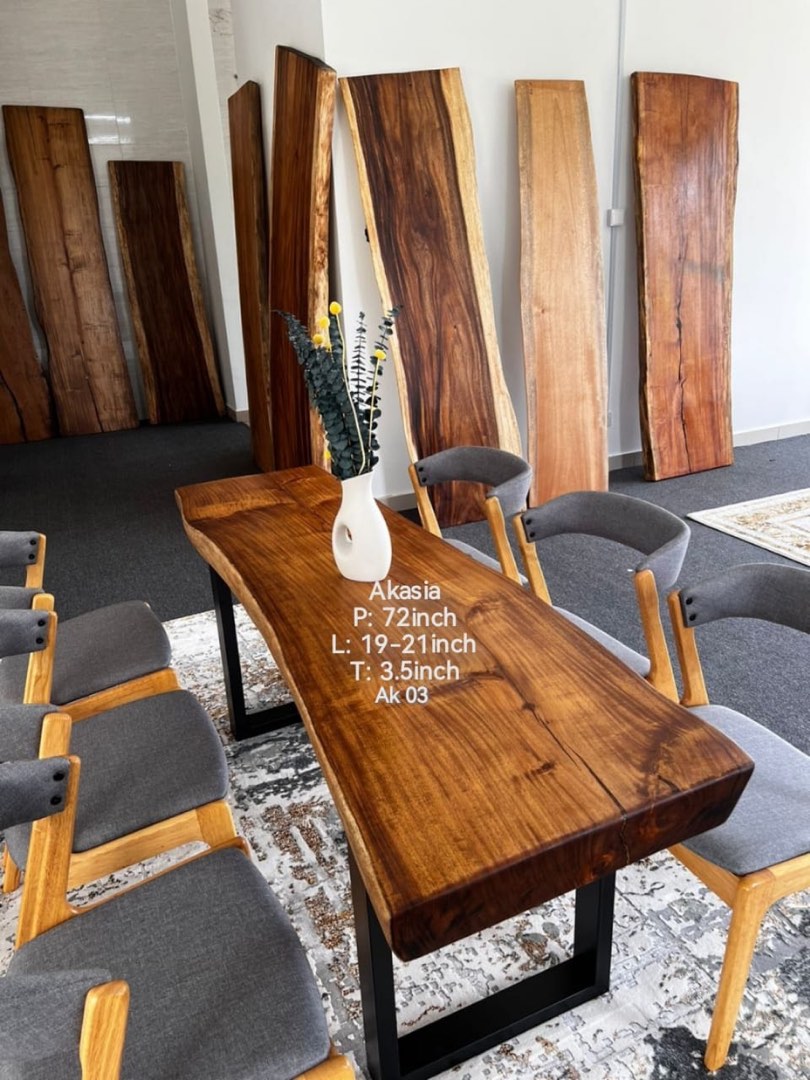 Dining table akasia wood slab, Furniture & Home Living, Furniture ...