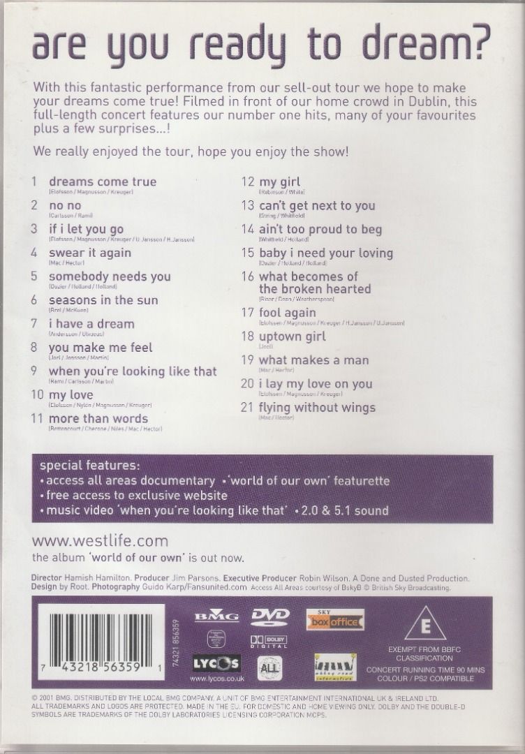 DVD: WESTLIFE Where Dreams Come True, Hobbies & Toys, Music & Media, CDs & DVDs on Carousell