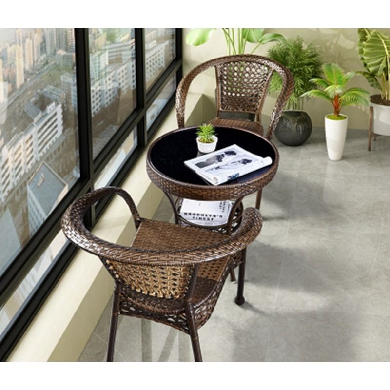 Ergonomic Thick Rattan Balcony Outdoor Set Terrace Patio Courtyard Set ...