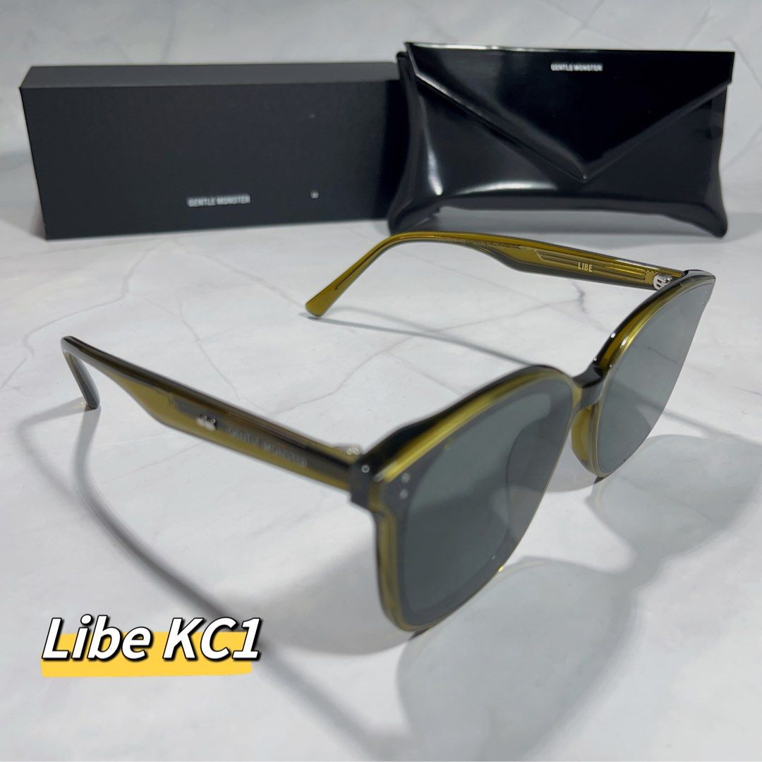 Gentle Monster Sunglasses | Libe KC1 | Size 64 | Khaki Frame Black Lenses | Soft square, Women's ...